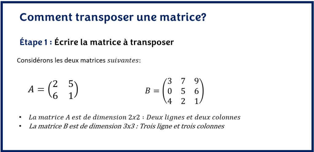 COMMENT TRANSPOSER UNE MATRICE?