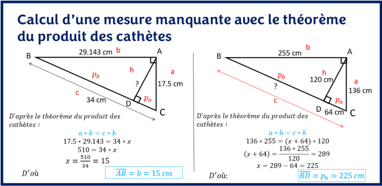 RELATIONS MÉTRIQUES DANS UN TRIANGLE RECTANGLE