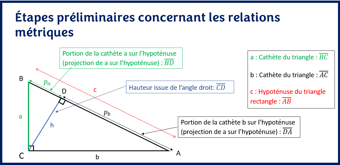 RELATIONS MÉTRIQUES DANS UN TRIANGLE RECTANGLE